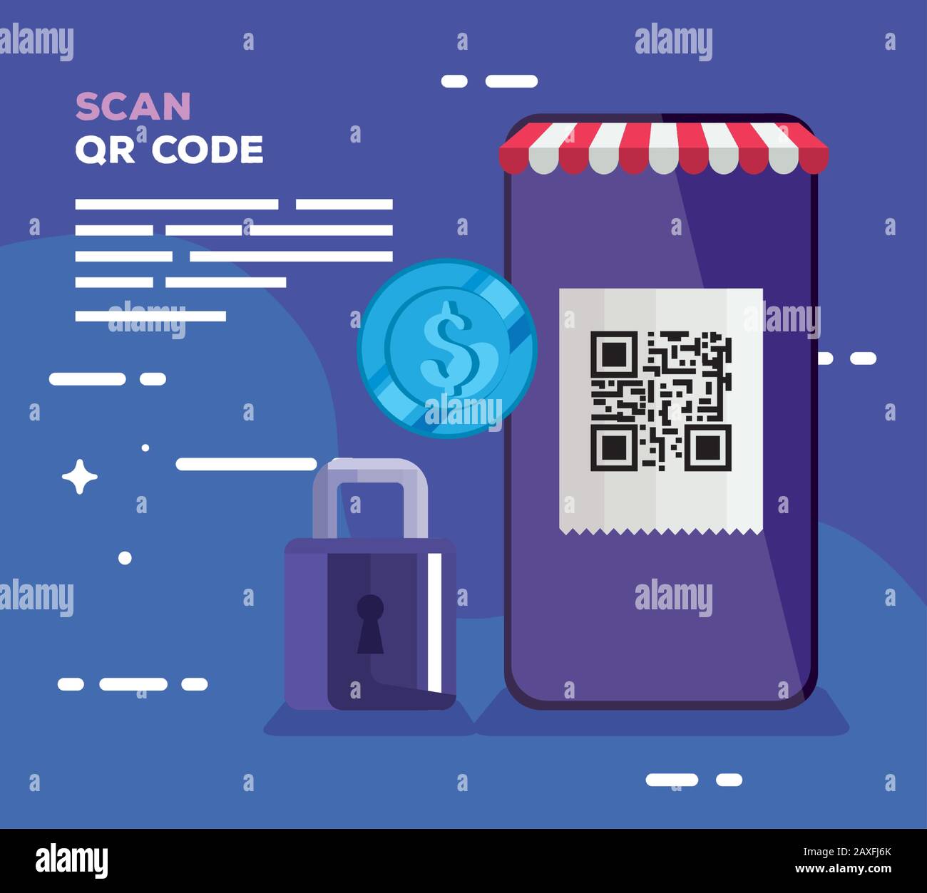 smartphone with scan code qr and padlock Stock Vector Image & Art - Alamy
