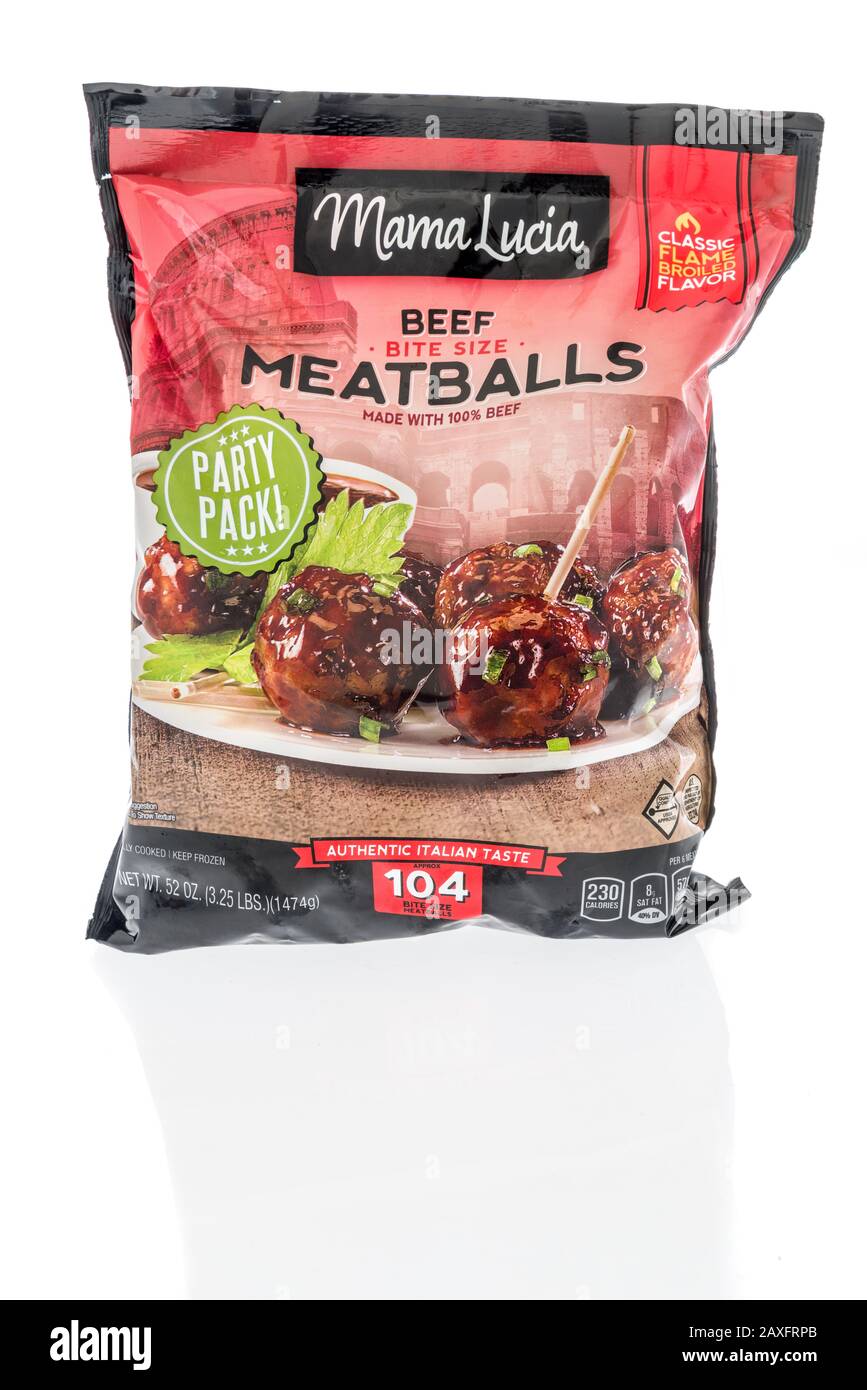 Winneconne, WI - 11 February 2020: A package of Mama Lucia beef ...