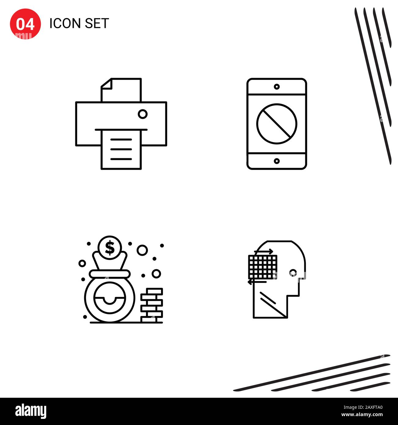 Collection of 4 Vector Icons in Line style. Pixle Perfect Outline ...