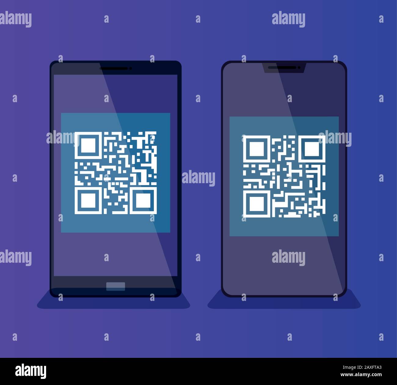 smartphones with scan code qr in screen Stock Vector Image & Art - Alamy