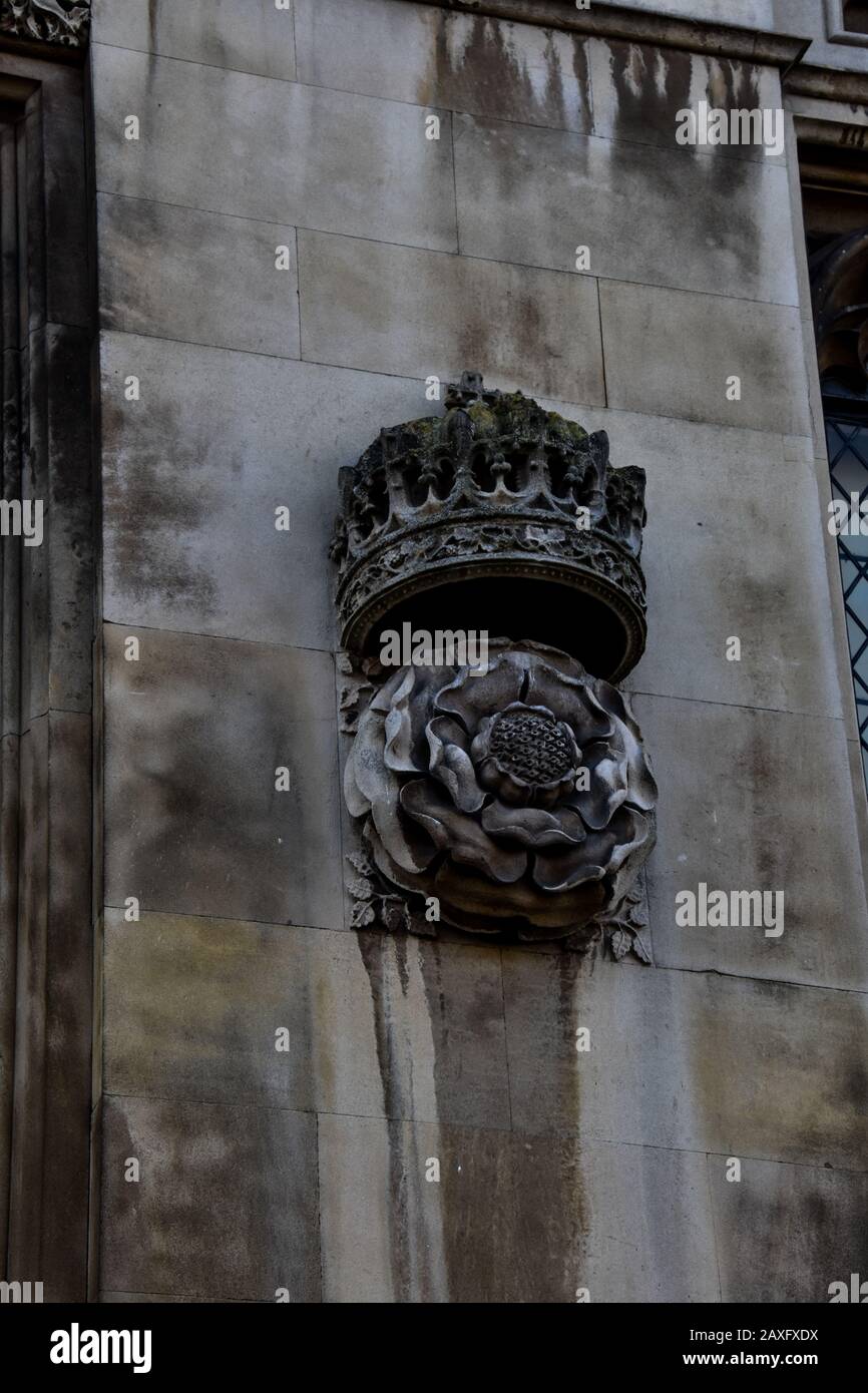 Tudor Rose, Imperial Crown, Portcullis Stone Sculpture, King's College ...