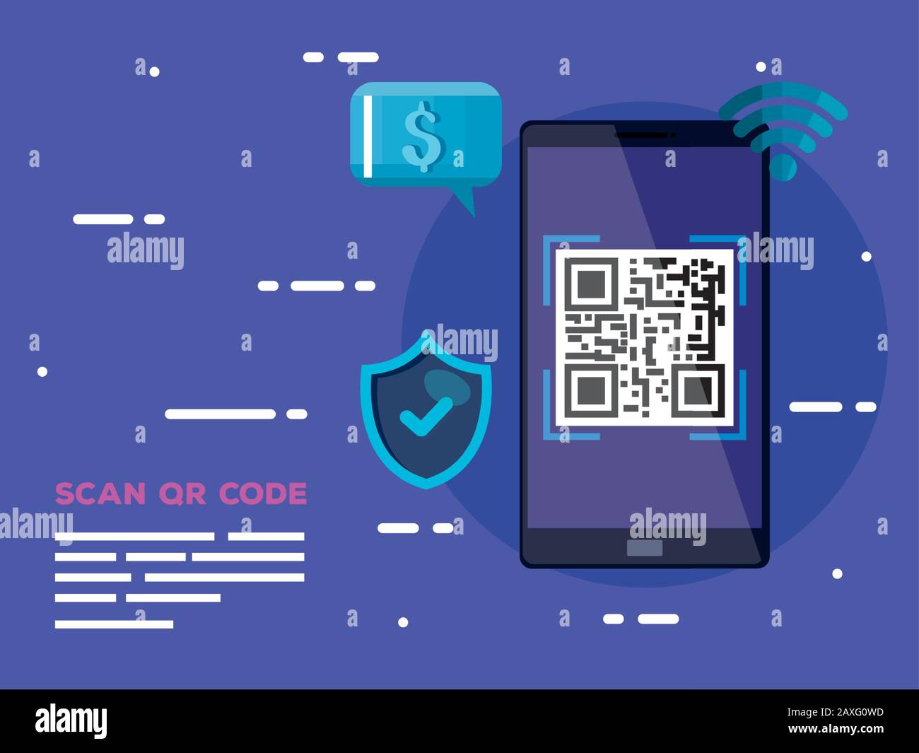 smartphone with scan code qr and icons Stock Vector Image & Art - Alamy