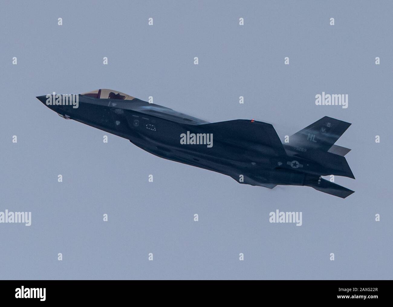 An F-35A Lightning II tears through the sky over Hill Air Force Base ...