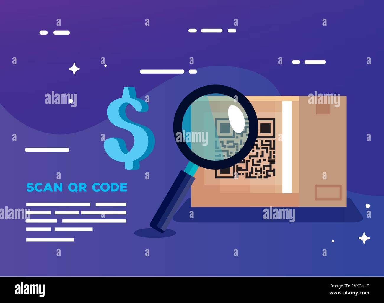scan qr code in box carton and icons Stock Vector Image & Art - Alamy