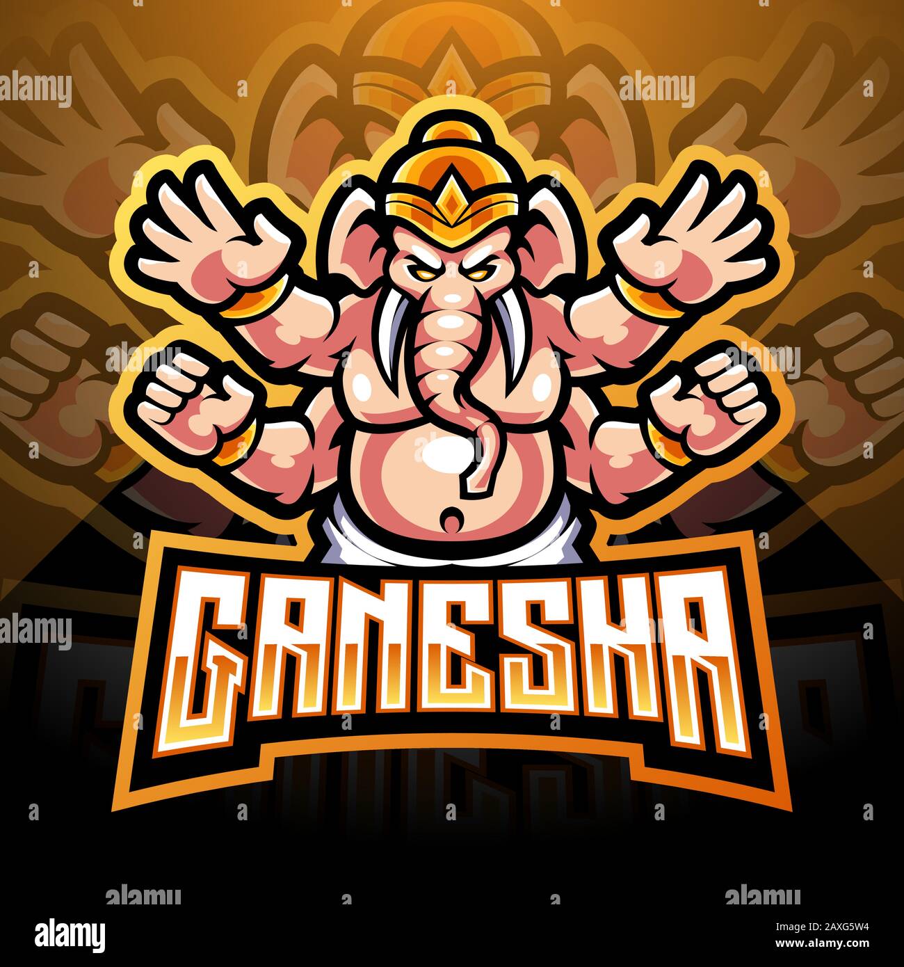 Ganesha esport mascot logo design Stock Vector Image & Art - Alamy