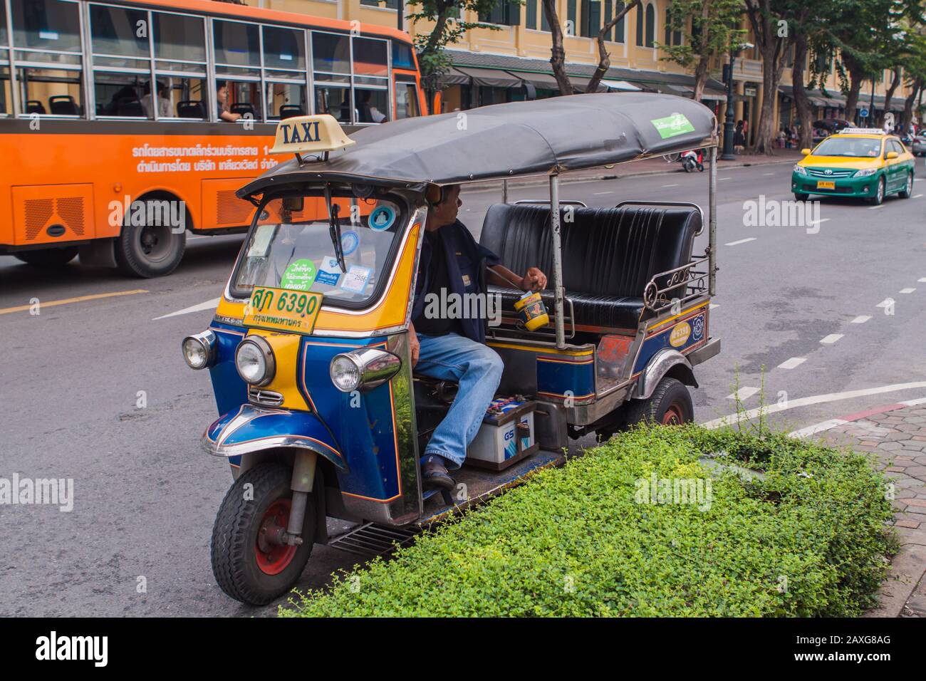 Bangkok, Thailand - February 03, 2012 : Moto Songthaew standing on the ...