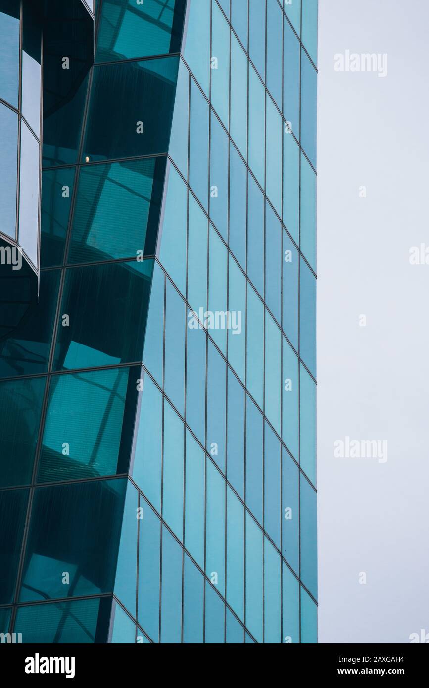 Modern futuristic glass exterior of an office financial building Stock ...