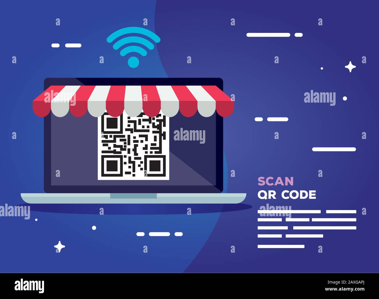 laptop with parasol and scan code qr Stock Vector Image & Art - Alamy