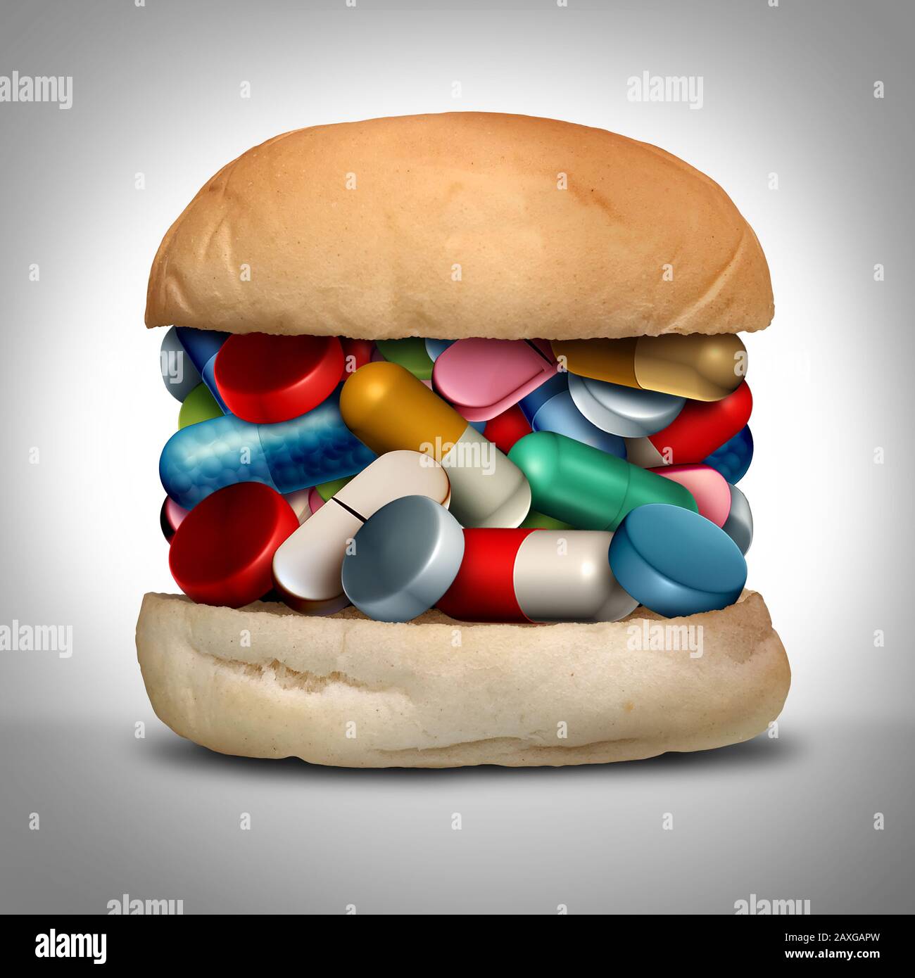 Food as medicine with pills and pharmaceutical prescription drugs as ...