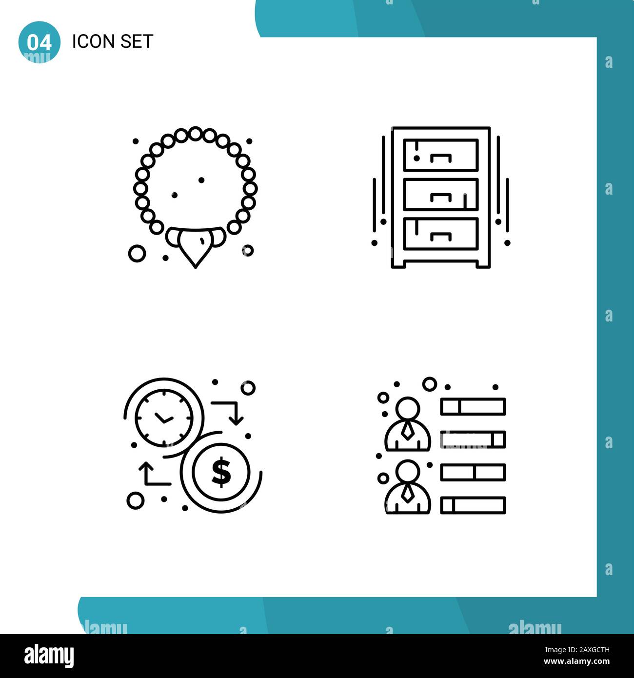Vector Pack of 4 Outline Symbols. Line Style Icon Set on White ...