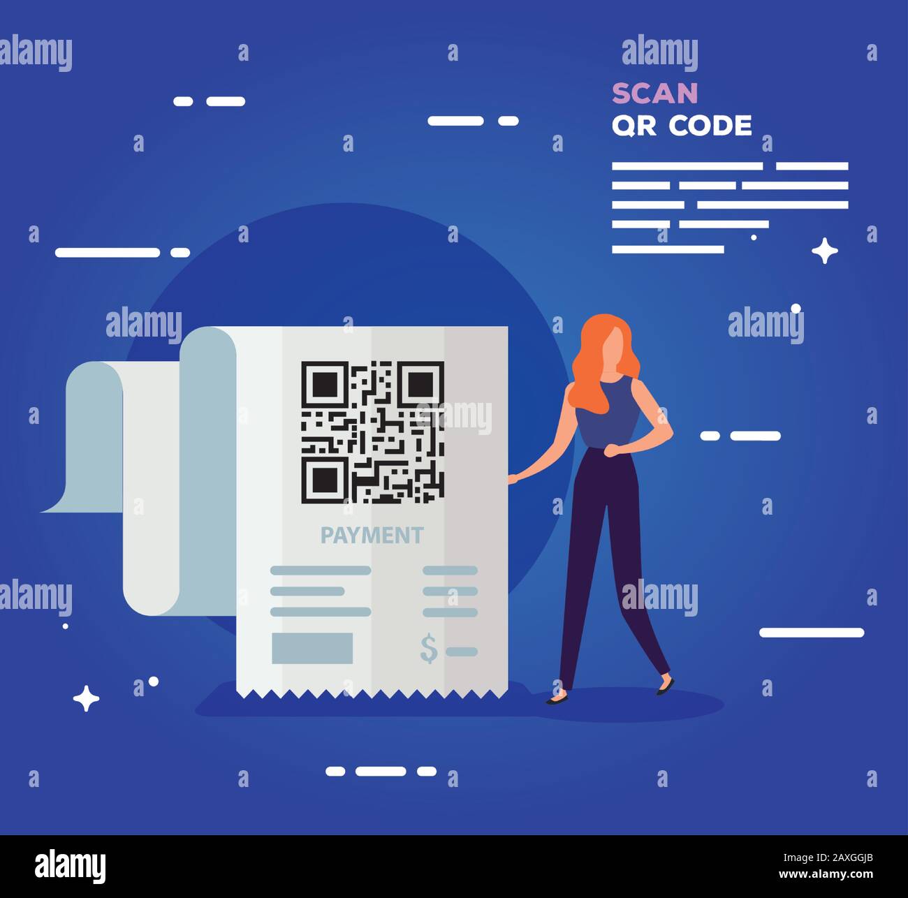 scan code qr in voucher with business woman Stock Vector Image & Art ...