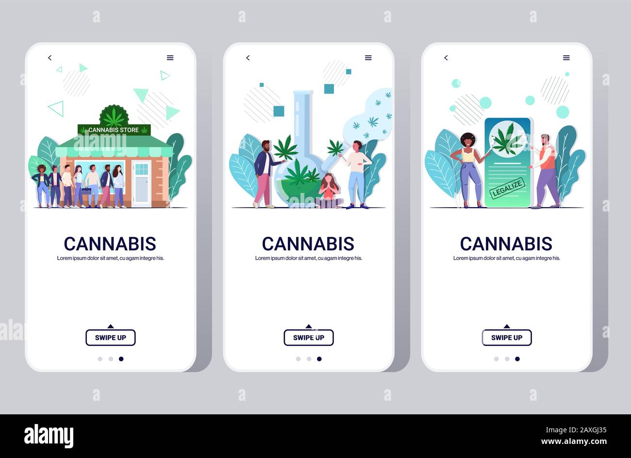 set people using marijuana cannabis drug consumption concept mobile app ...