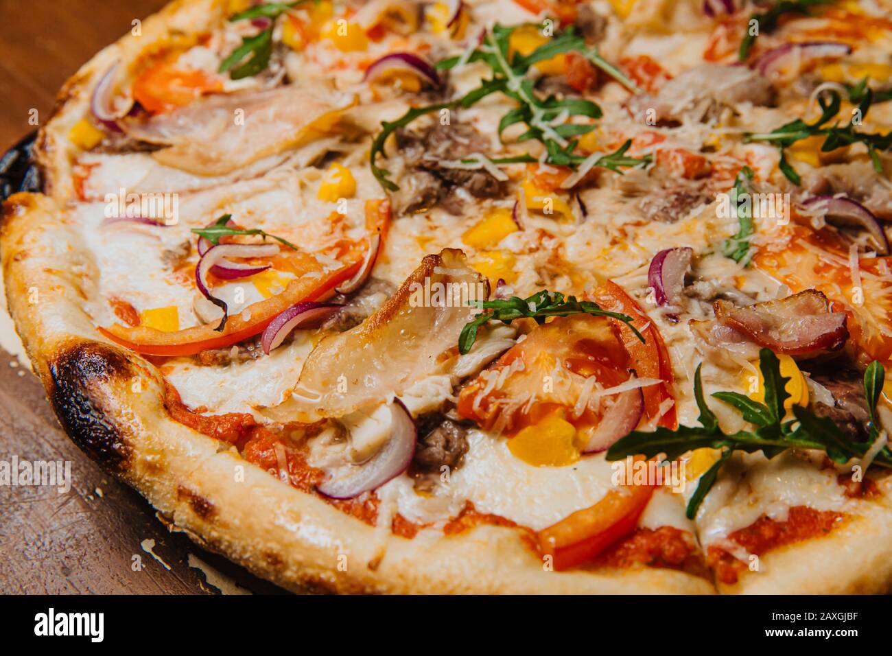 Great tasty meat pizza, ready to serve Stock Photo - Alamy