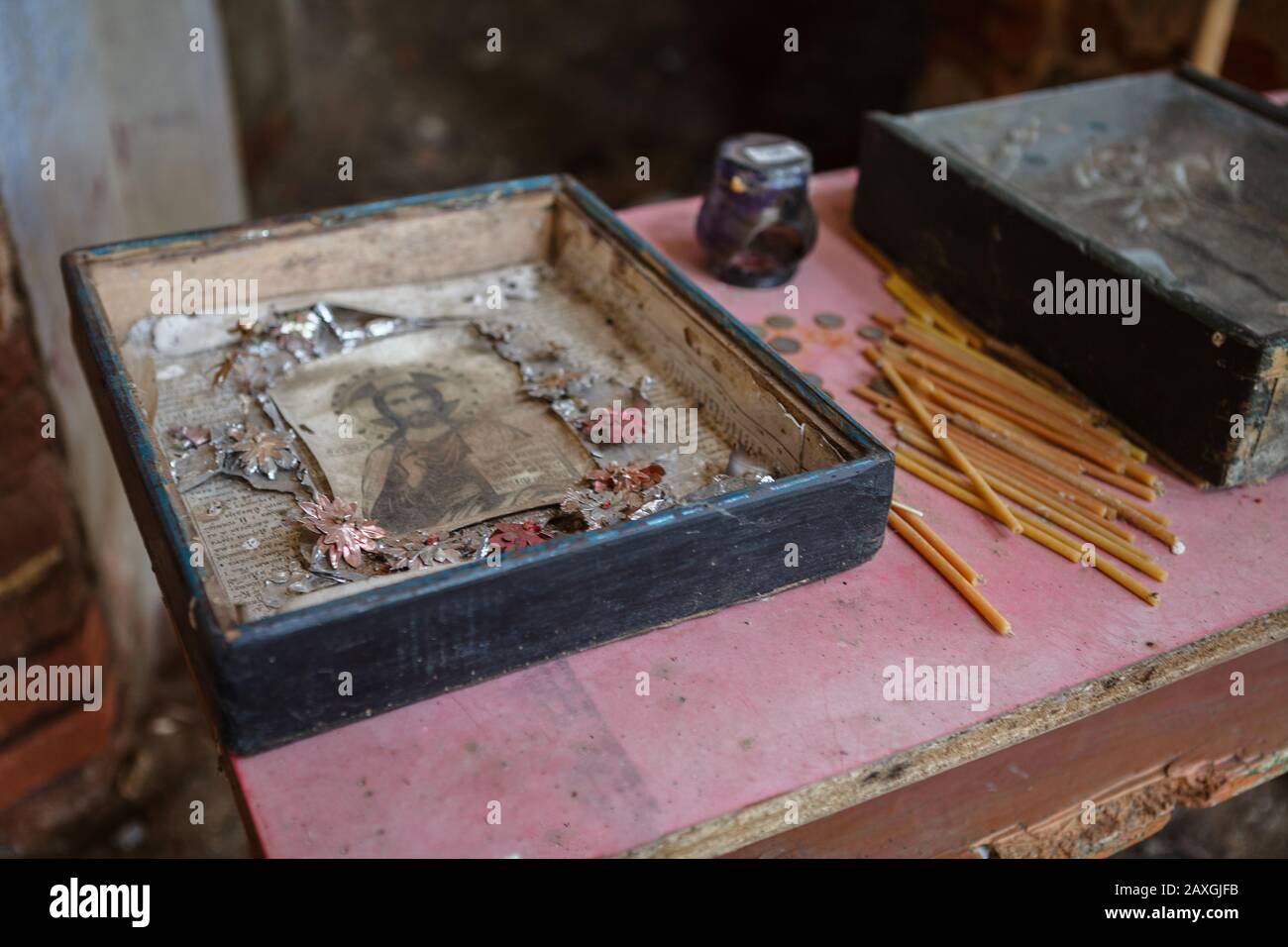 antique ikon in ancient russian church Stock Photo - Alamy