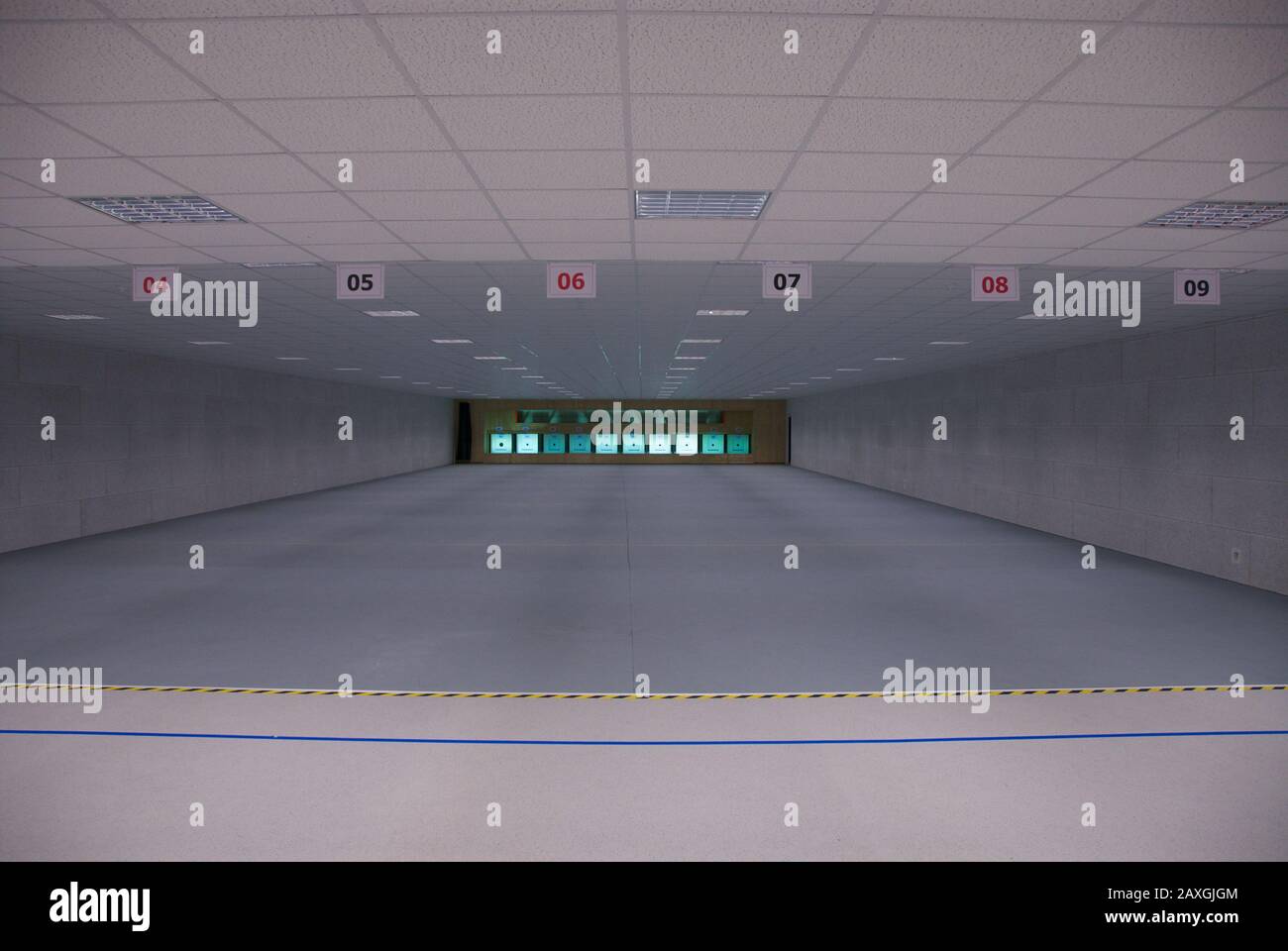 inside a huge newly built shooting range of a shooting club Stock Photo ...