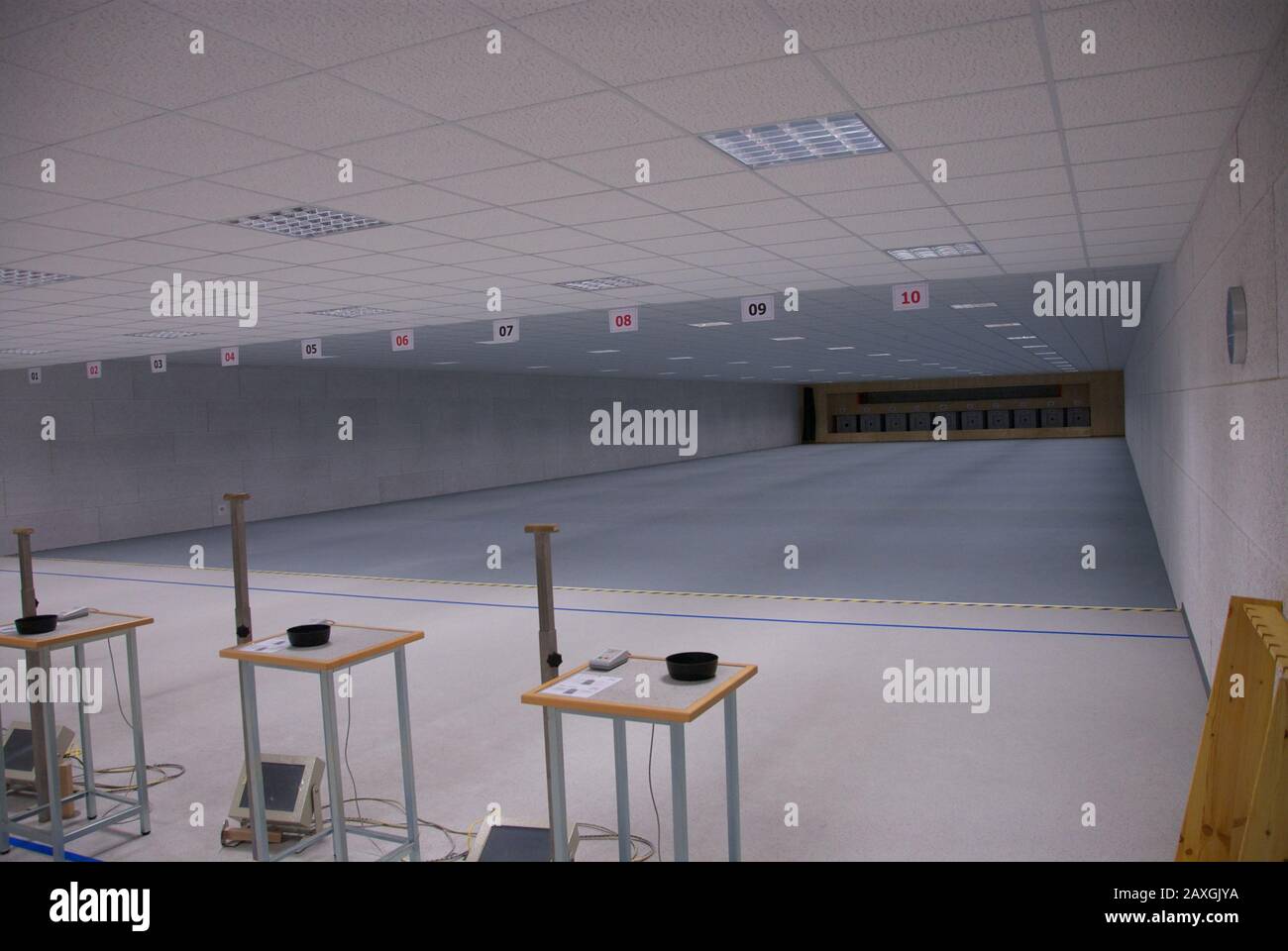 inside a huge newly built shooting range of a shooting club Stock Photo ...