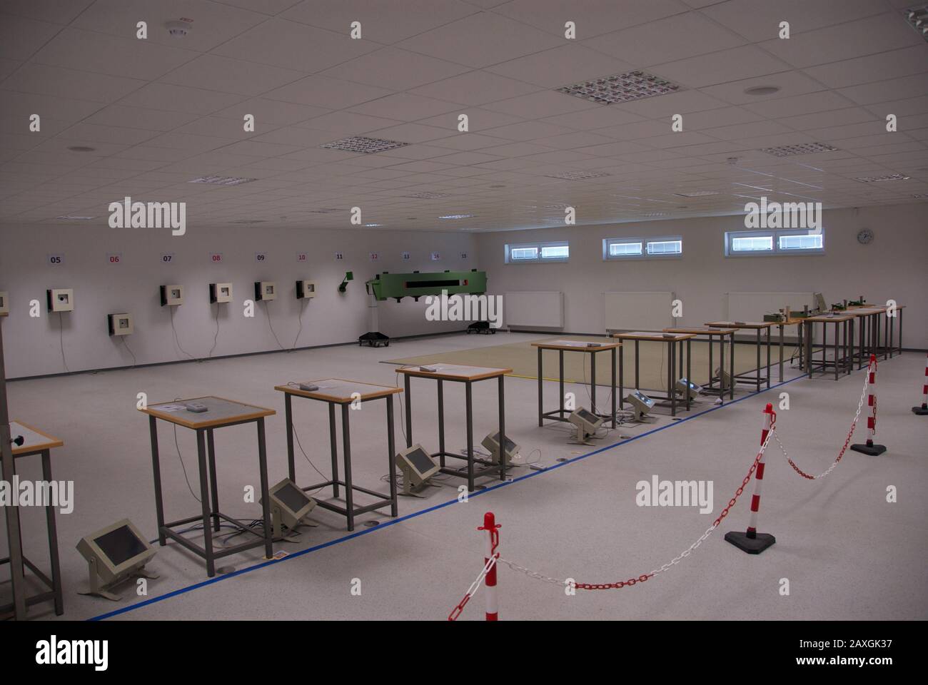 inside a huge newly built shooting range of a shooting club Stock Photo ...