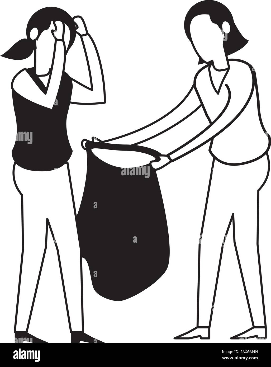 women lifting plastic garbage bag Stock Vector Image & Art - Alamy