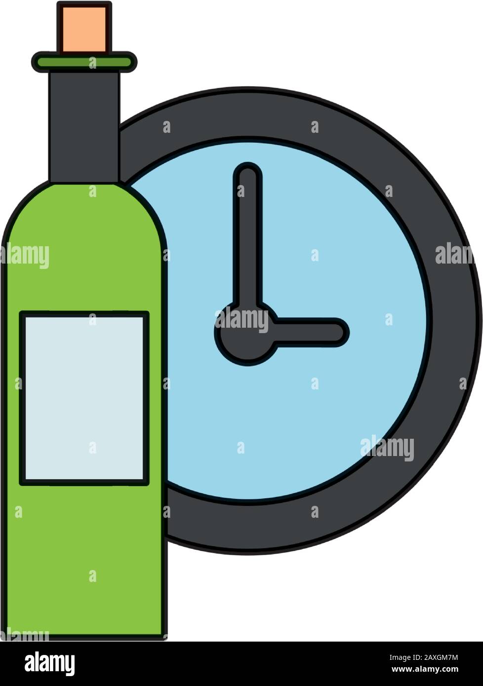 wine bottle drink with time clock Stock Vector Image & Art - Alamy