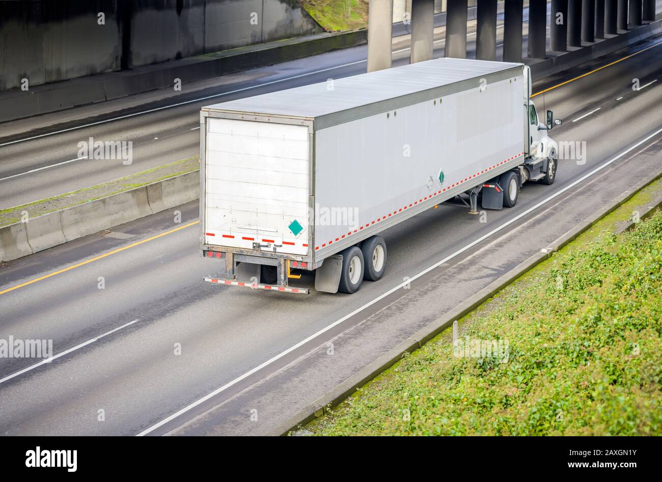 Big rig long haul white semi truck with day cab configuration for ...