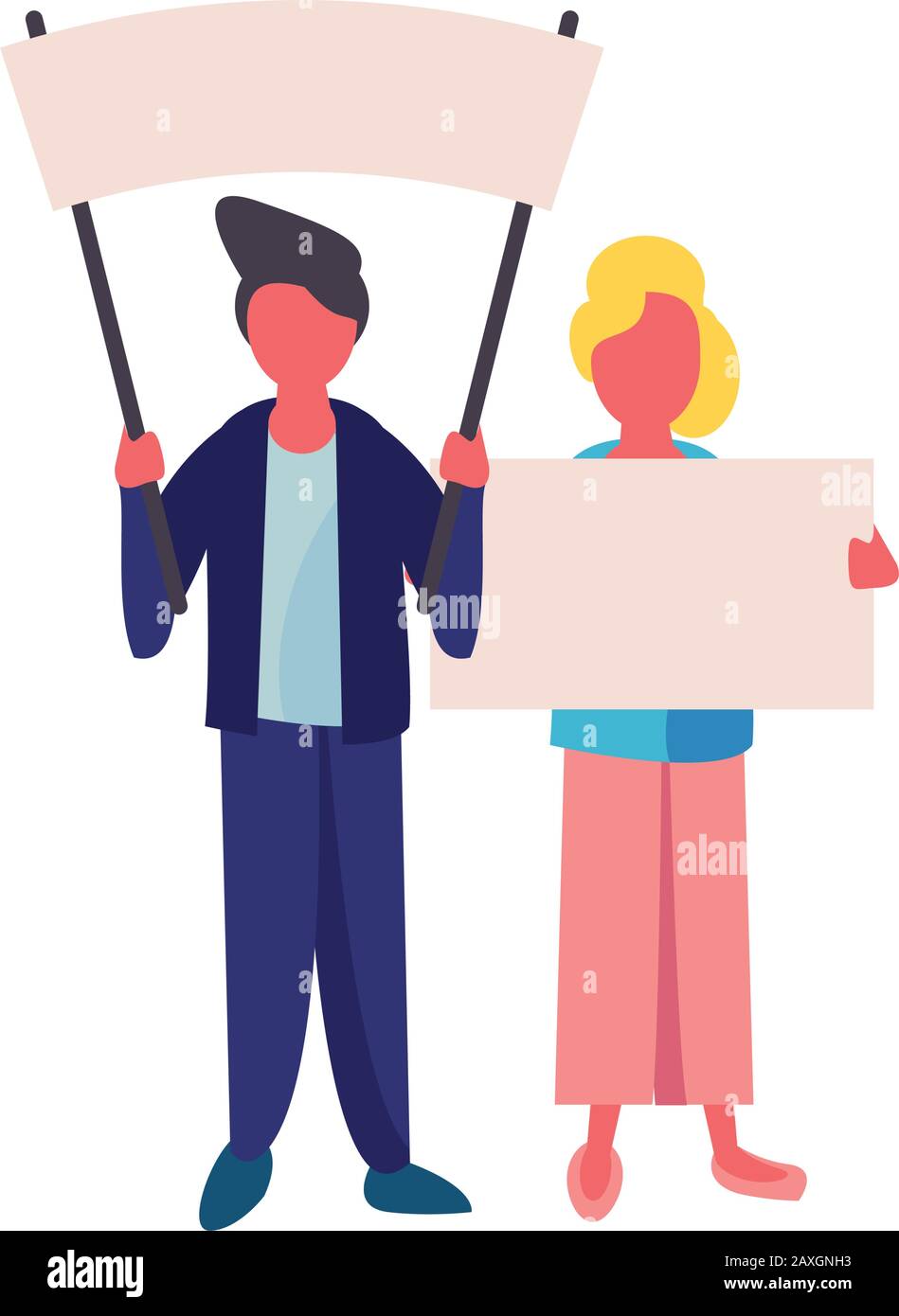 activists couple with protest banners Stock Vector Image & Art - Alamy