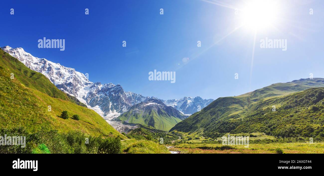 High Caucasus mountains. Svaneti.Georgia. Bezengi wall Stock Photo - Alamy