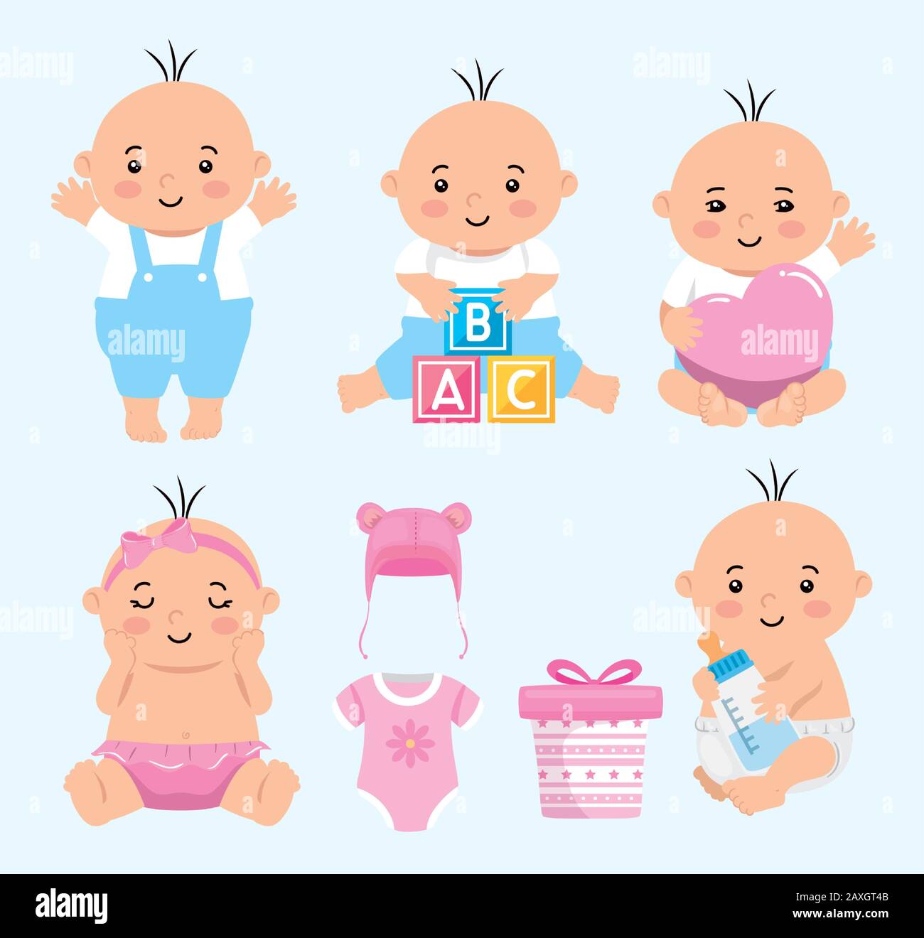 group of cute babies and icons Stock Vector Image & Art - Alamy