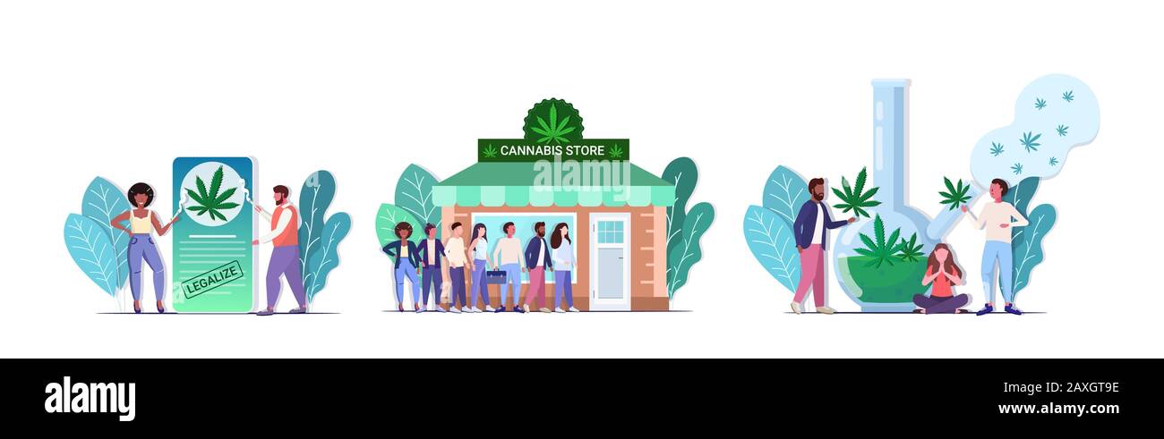 set people using marijuana cannabis drug consumption concepts ...