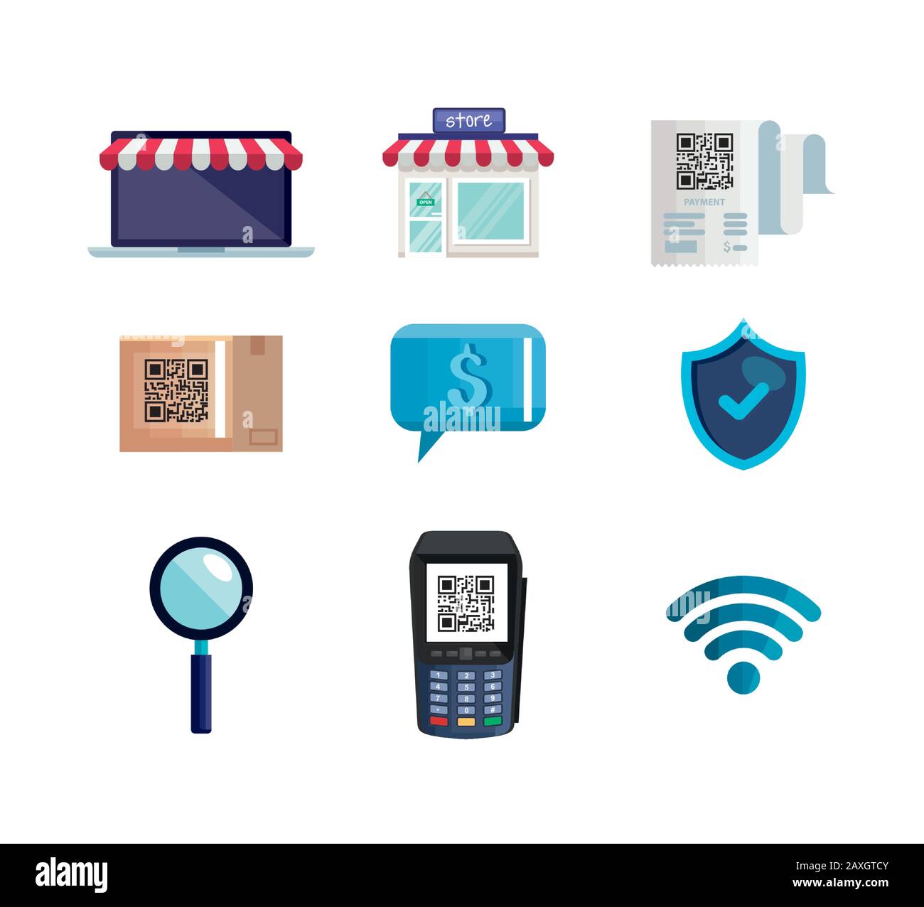 scan qr code with set icons Stock Vector Image & Art - Alamy