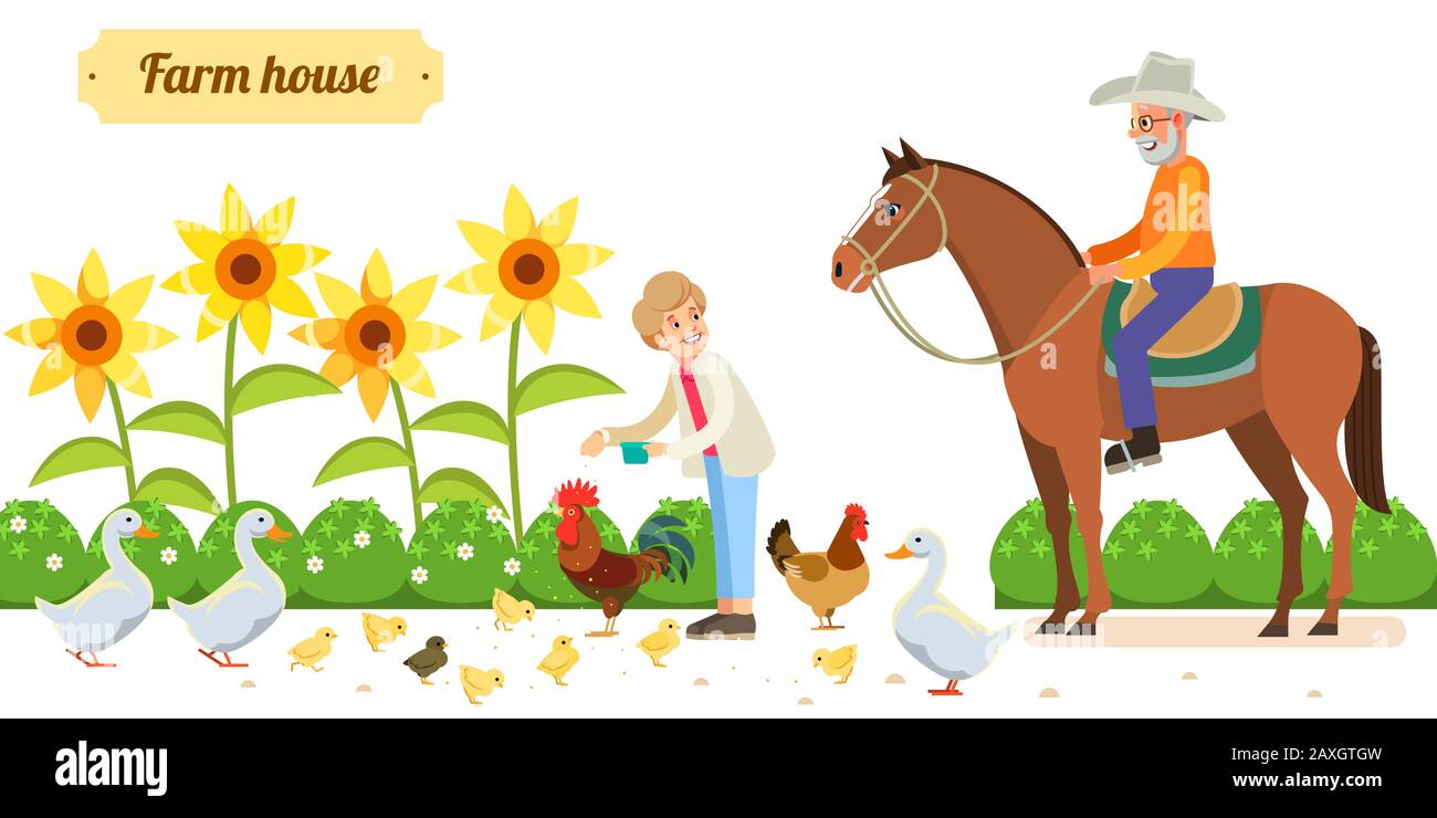 Old farmer cartoon illustration hi-res stock photography and images - Alamy