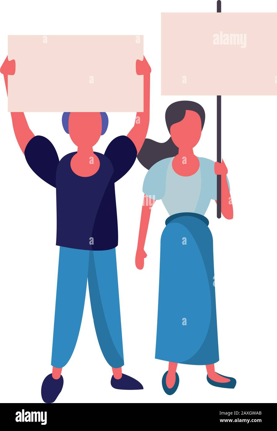 activists couple with protest banners Stock Vector Image & Art - Alamy