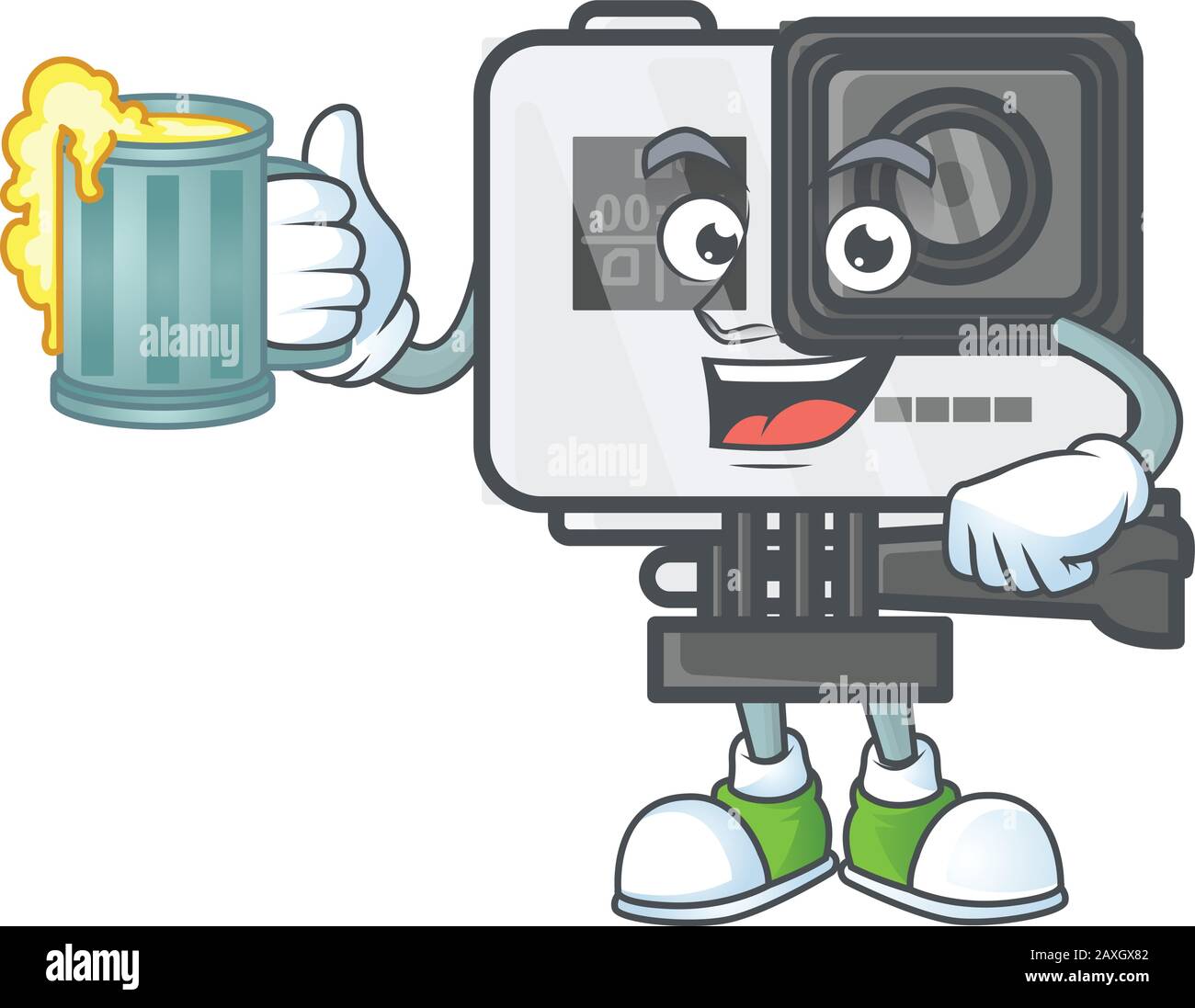 Smiley action camera mascot design holding a glass of beer Stock Vector Image & Art - Alamy