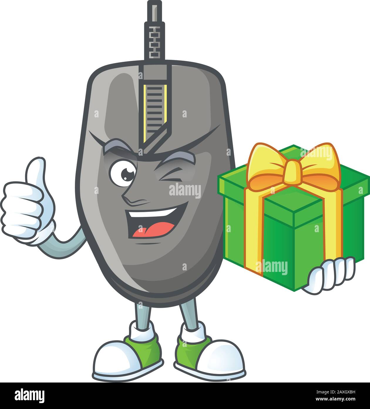 Cute black mouse character holding a gift box Stock Vector Image & Art ...