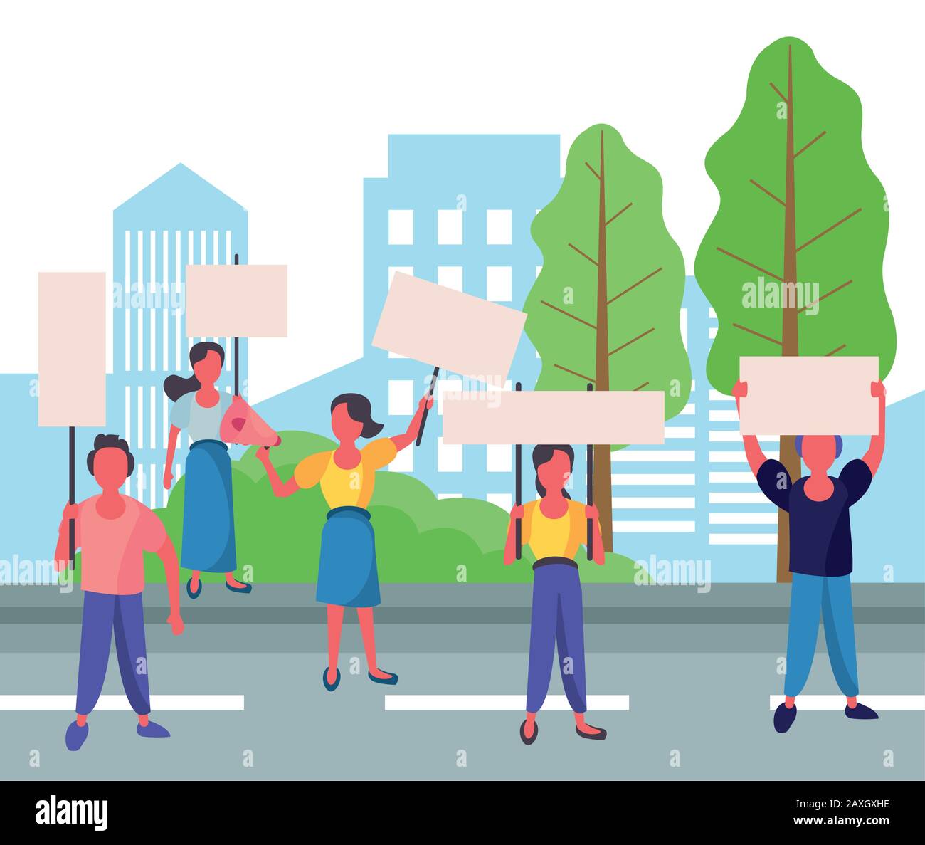 Banners protesting street Stock Vector Images - Alamy