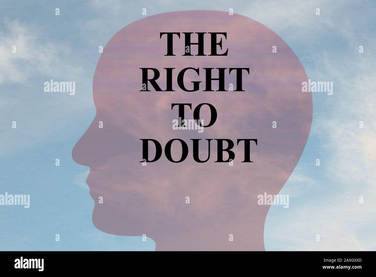 Render illustration of THE RIGHT TO DOUBT title on head silhouette ...