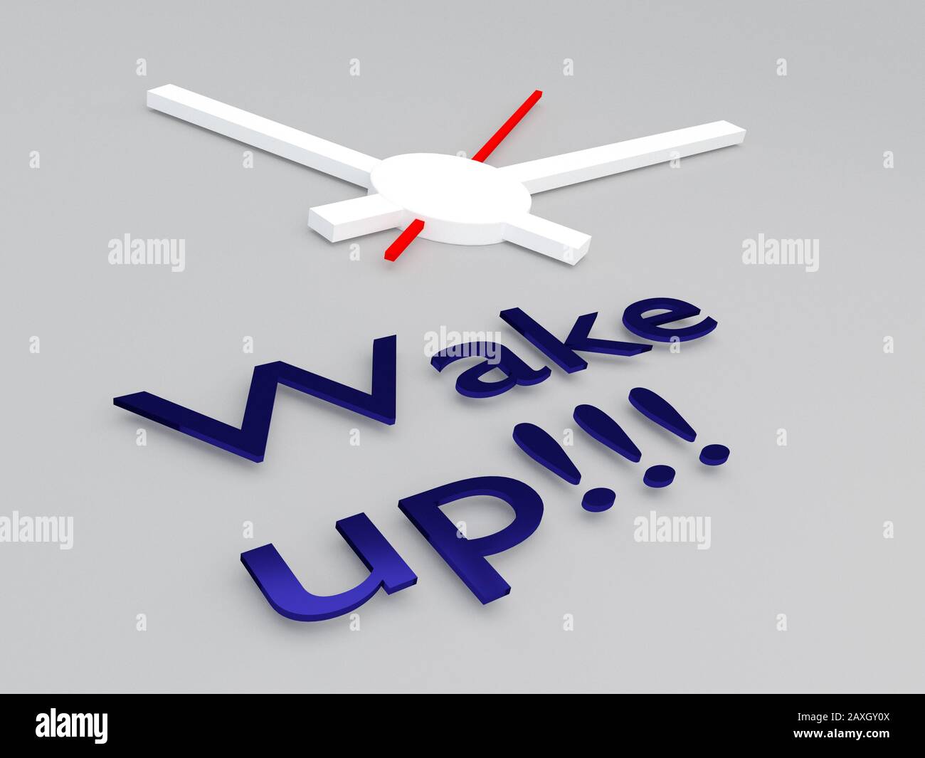 3D illustration of Wake up!!! title with a clock as a background Stock ...