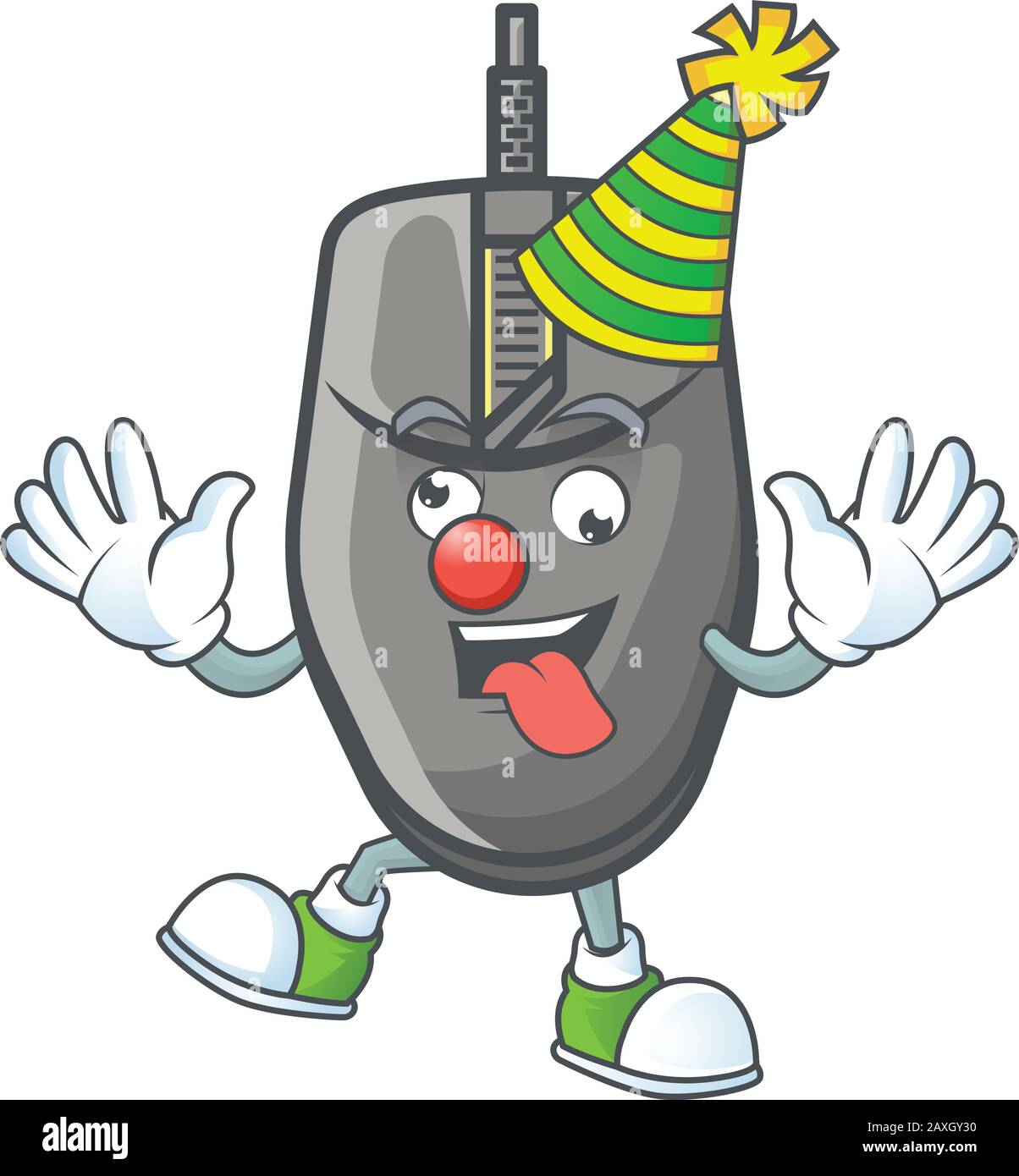 Cute and funny Clown black mouse cartoon character mascot style Stock ...