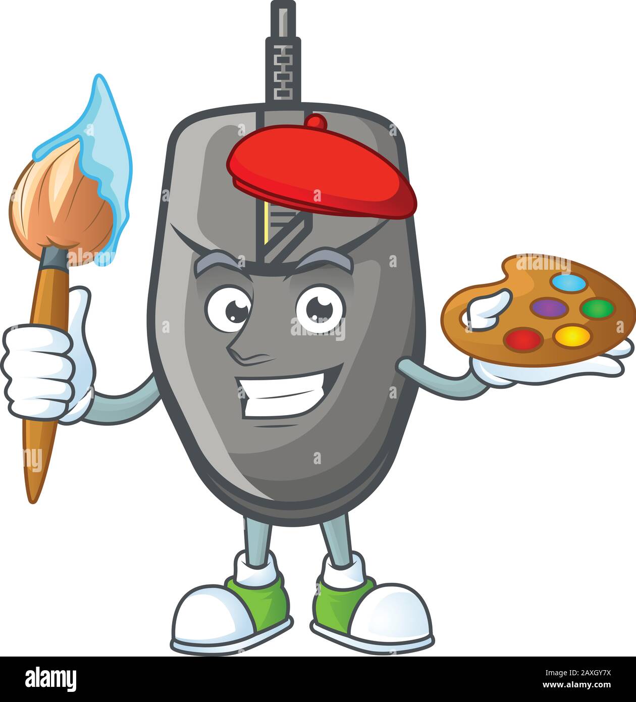 An elegant black mouse painter mascot icon with brush Stock Vector ...