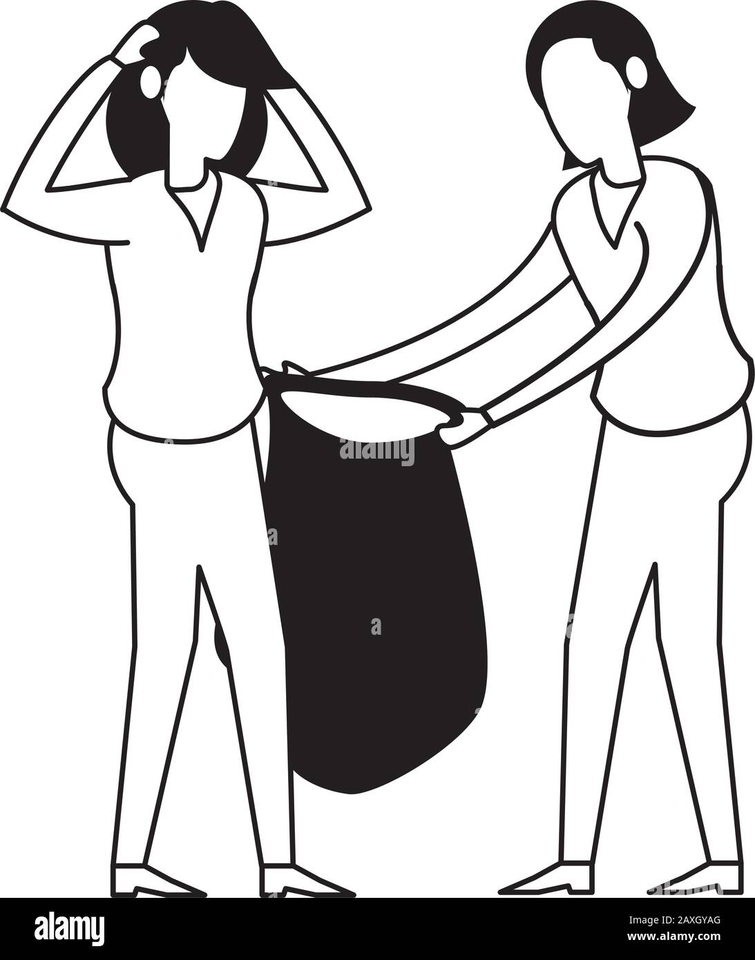 women lifting plastic garbage bag Stock Vector Image & Art - Alamy