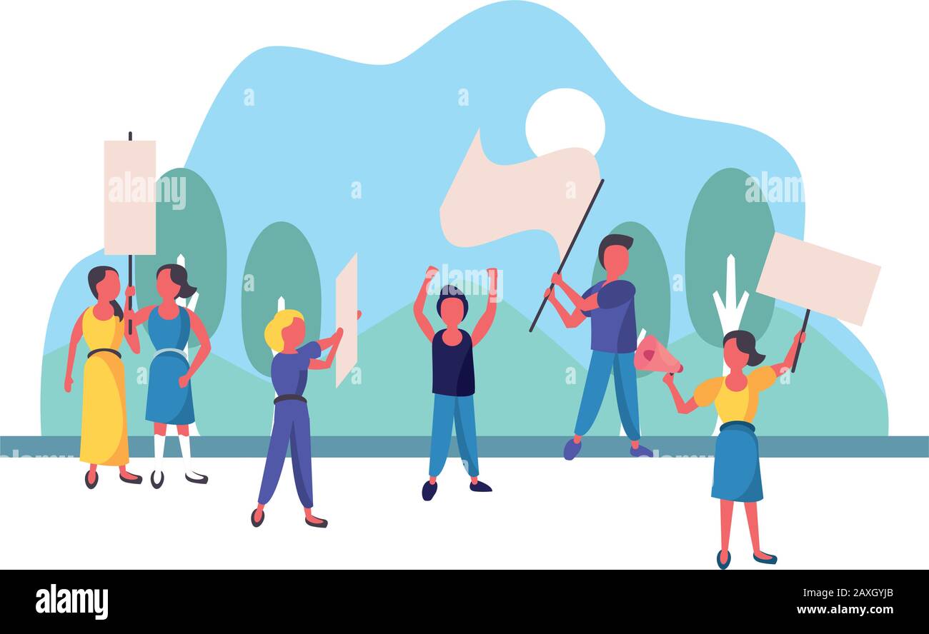 activists people with protest banners Stock Vector Image & Art - Alamy