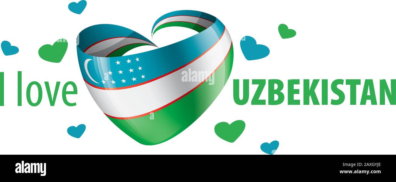National flag of the Uzbekistan in the shape of a heart and the ...