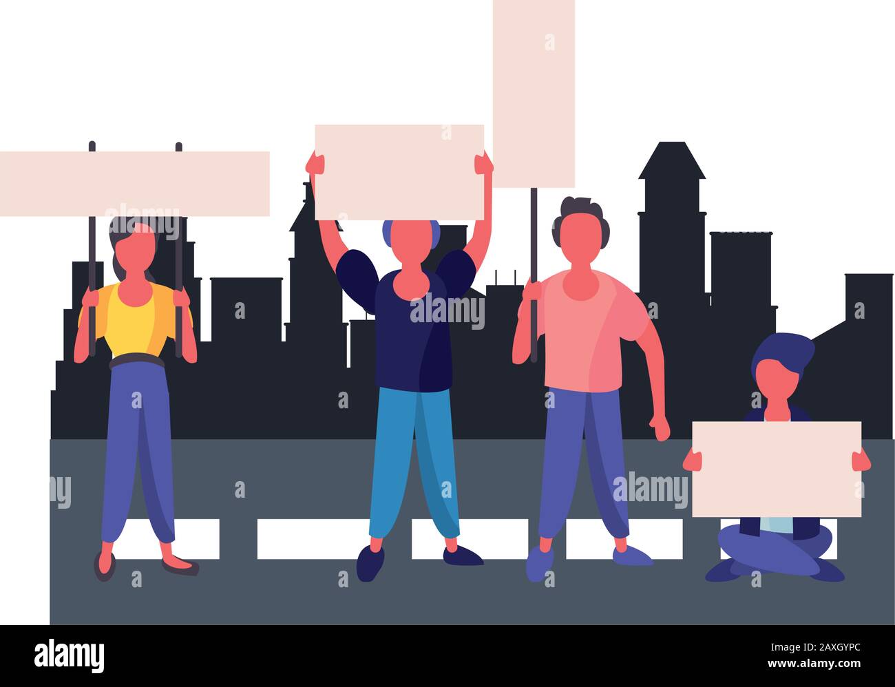 activists people with protest banners Stock Vector Image & Art - Alamy