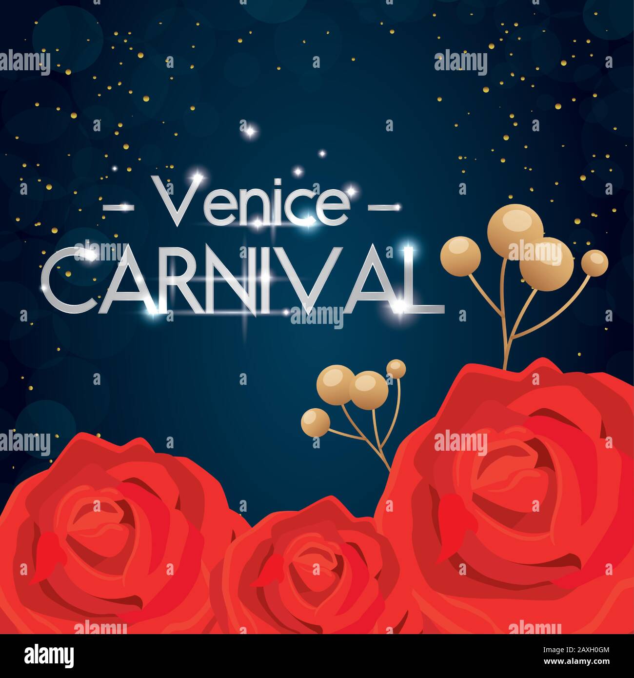 venice carnival with roses flowers Stock Vector Image & Art - Alamy