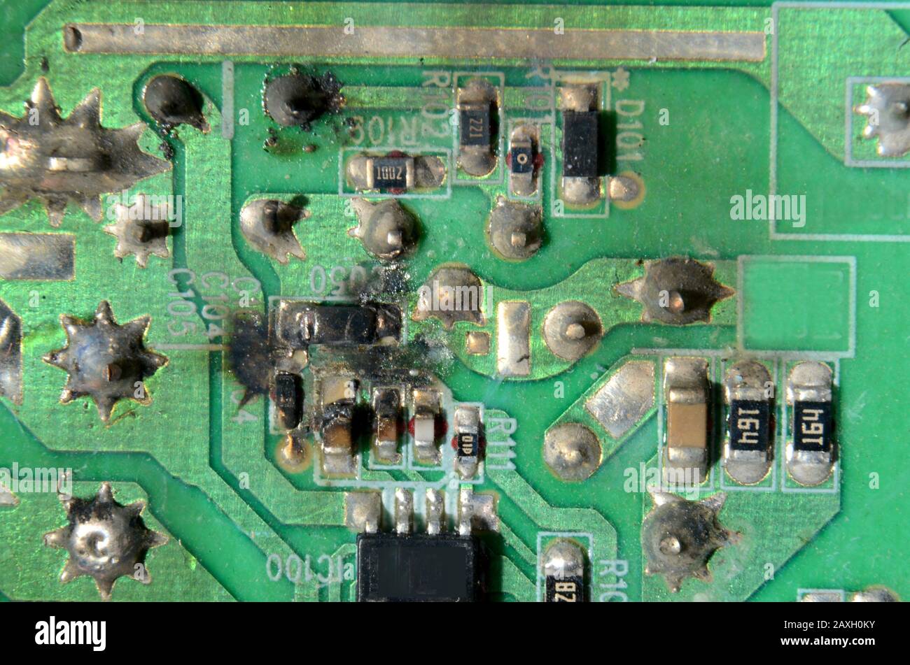 Macro of the rearside of a circiut board of some cheap electronic ...