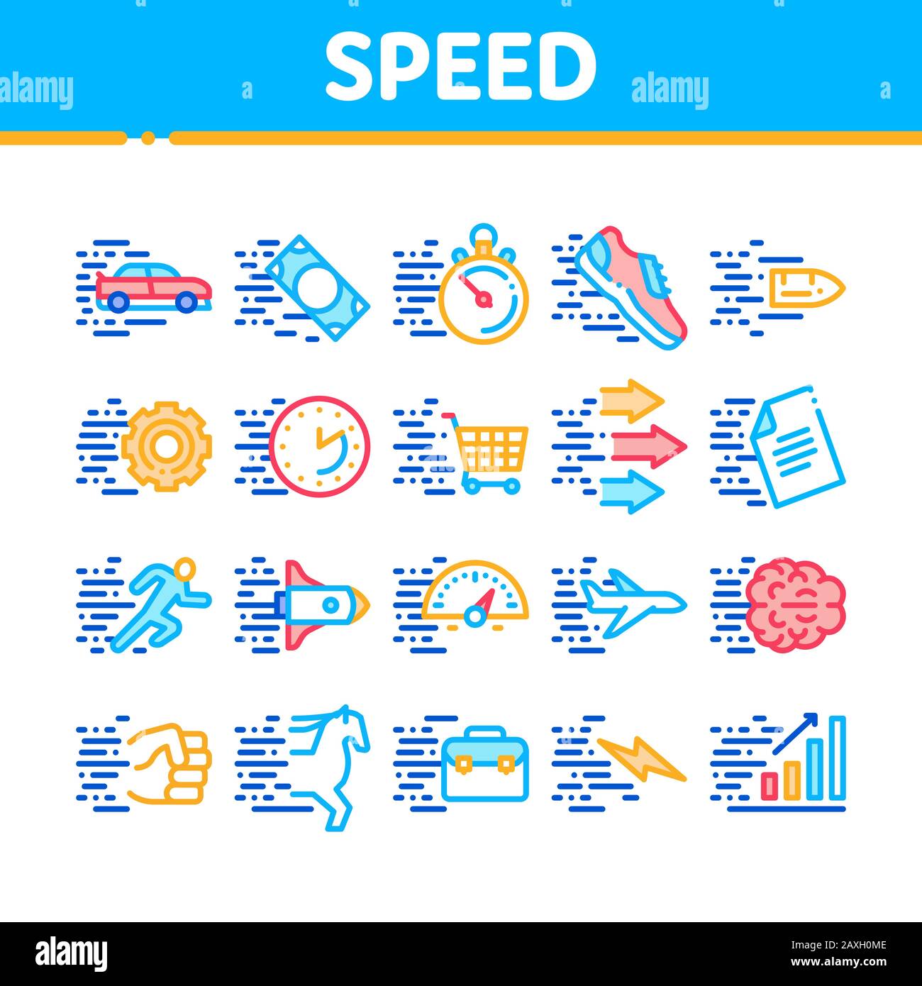 Speed Fast Motion Collection Icons Set Vector Stock Vector Image & Art ...