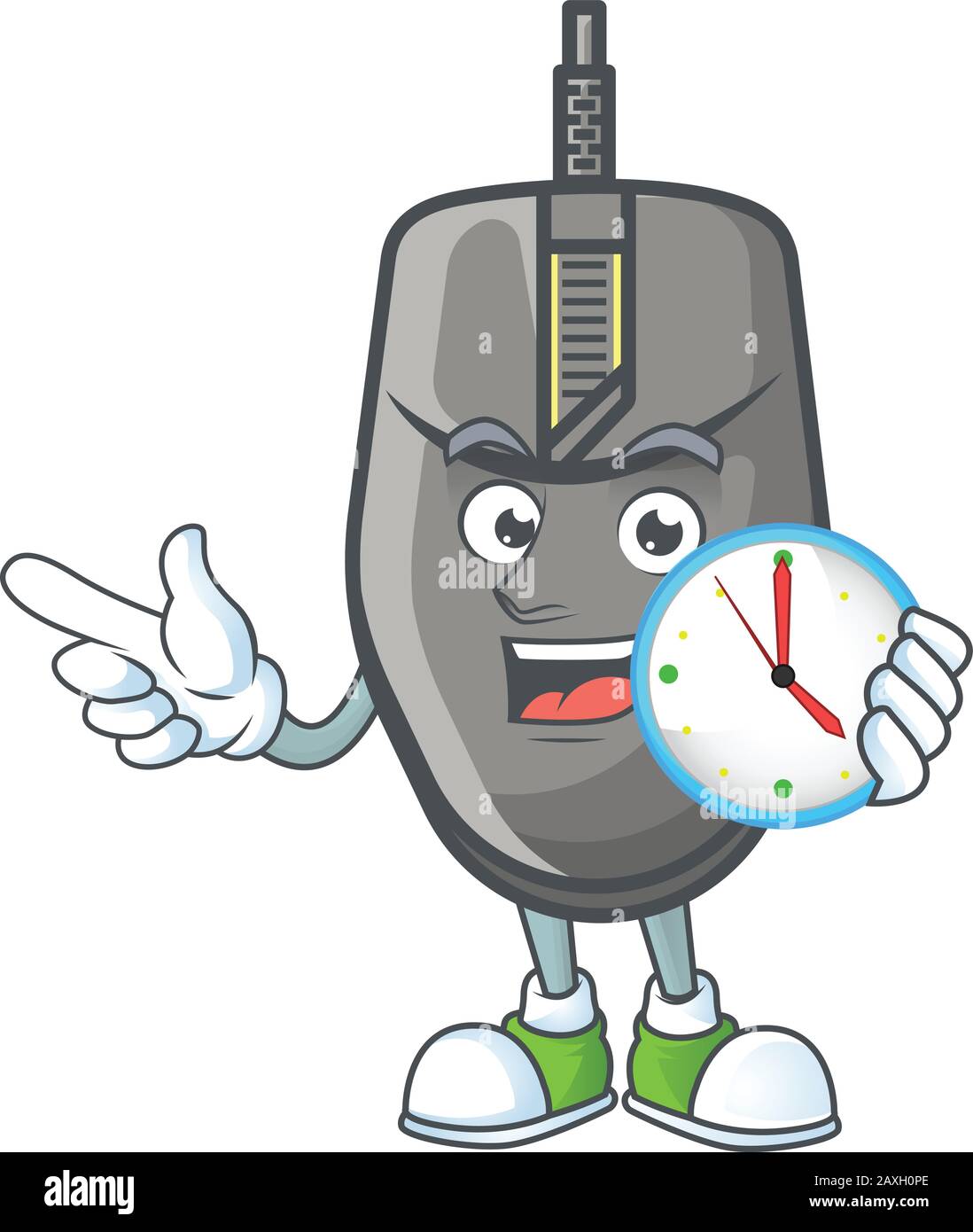 Black mouse cartoon character style with a clock Stock Vector Image ...
