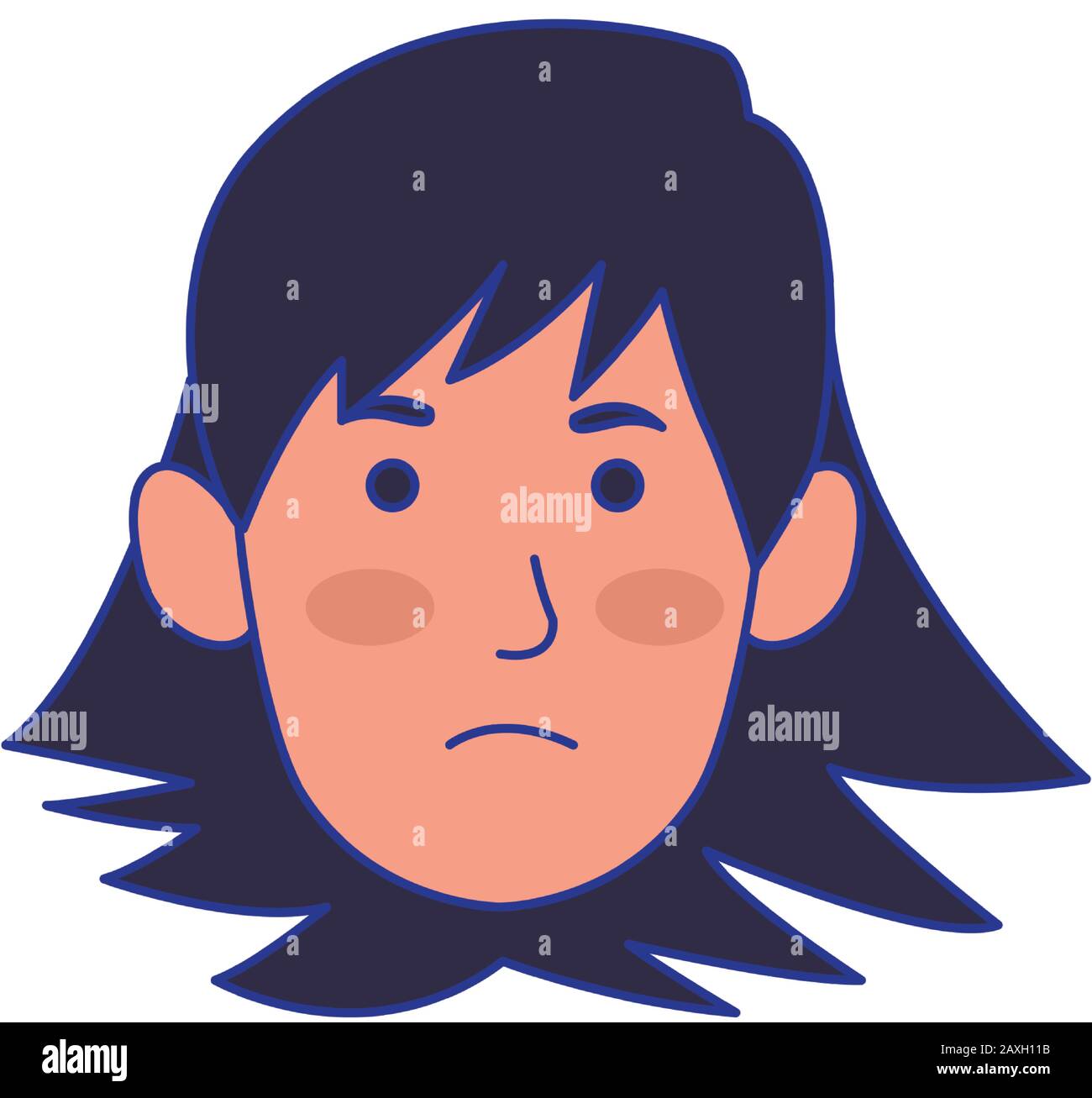cartoon woman face with angry expression, colorful design Stock Vector ...