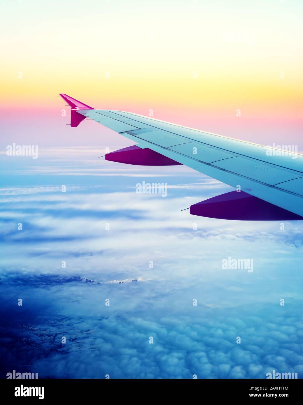 View on Iceland island through airplane window. Aerial photography ...