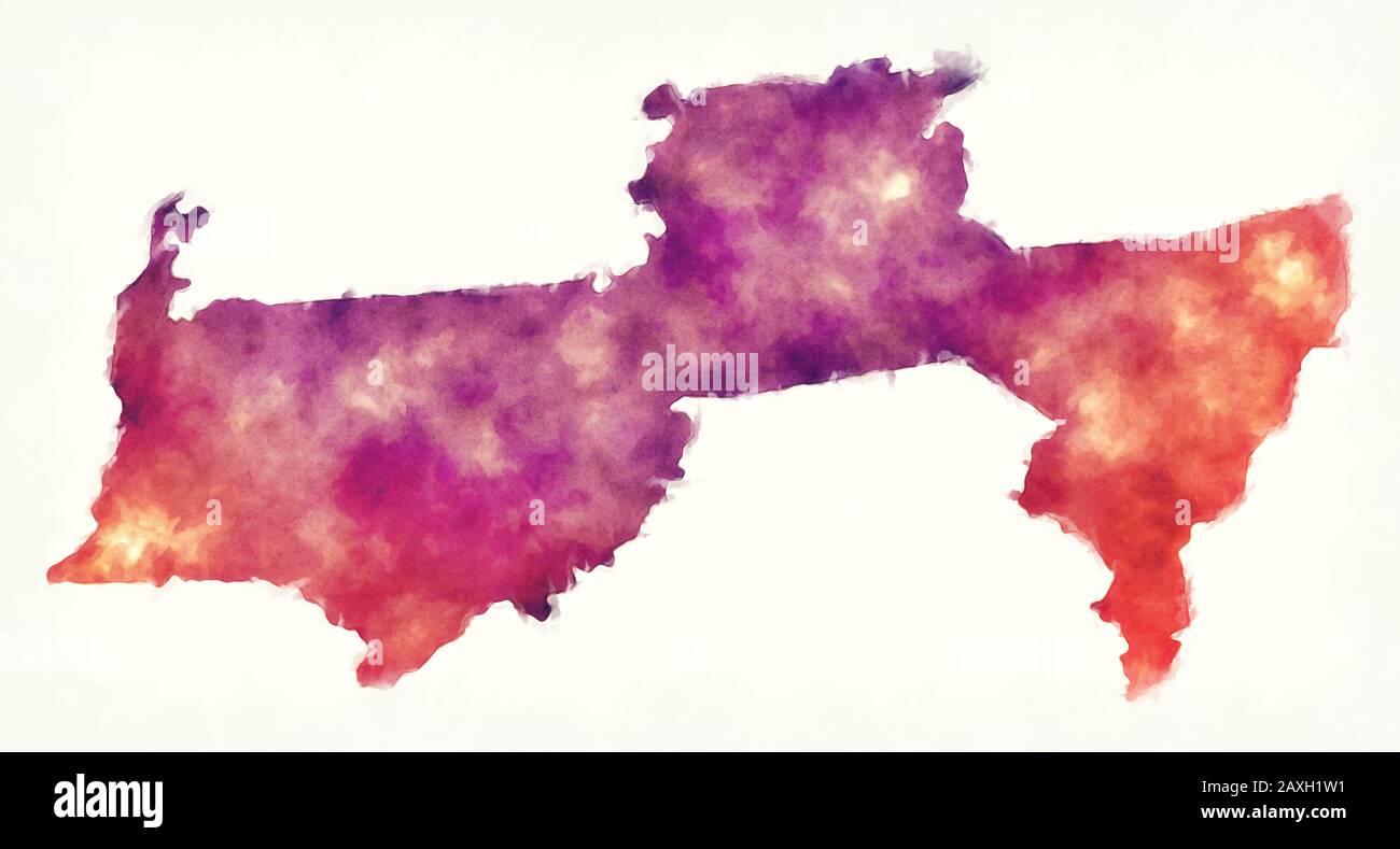 Para district watercolor map of Suriname Stock Photo - Alamy