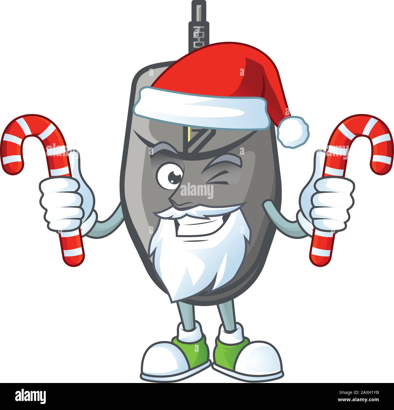 cartoon mascot style of black mouse in Santa costume with candy Stock ...